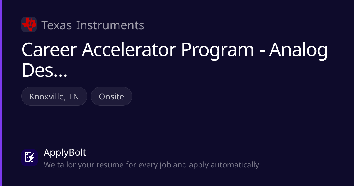 Career Accelerator Program - Analog Design Engineer at… | ApplyBolt