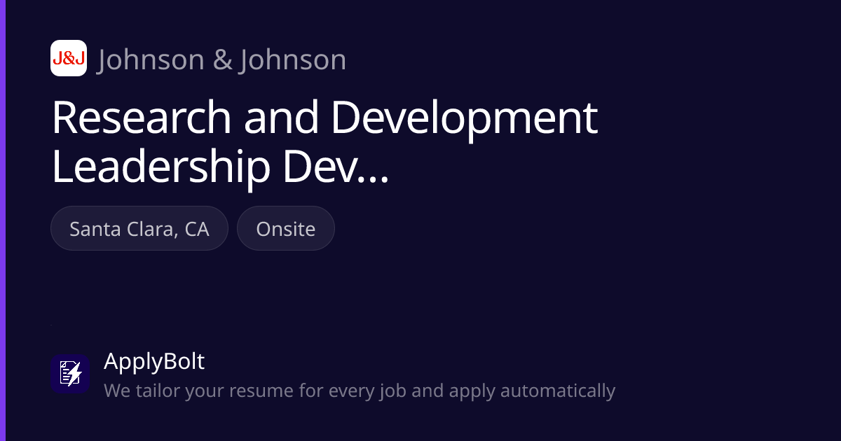 Research and Development Leadership Development Progra… | ApplyBolt